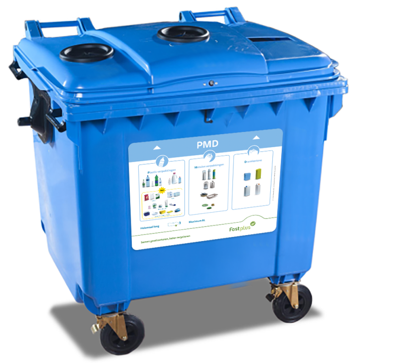Hoogbouw - Containers PMD 1.100 L met stickers | Fost Plus Webshops